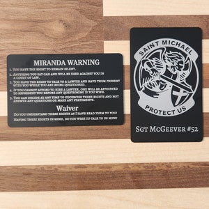 Personalized Metal Miranda Rights Card for Police Officers - Thick Best ...