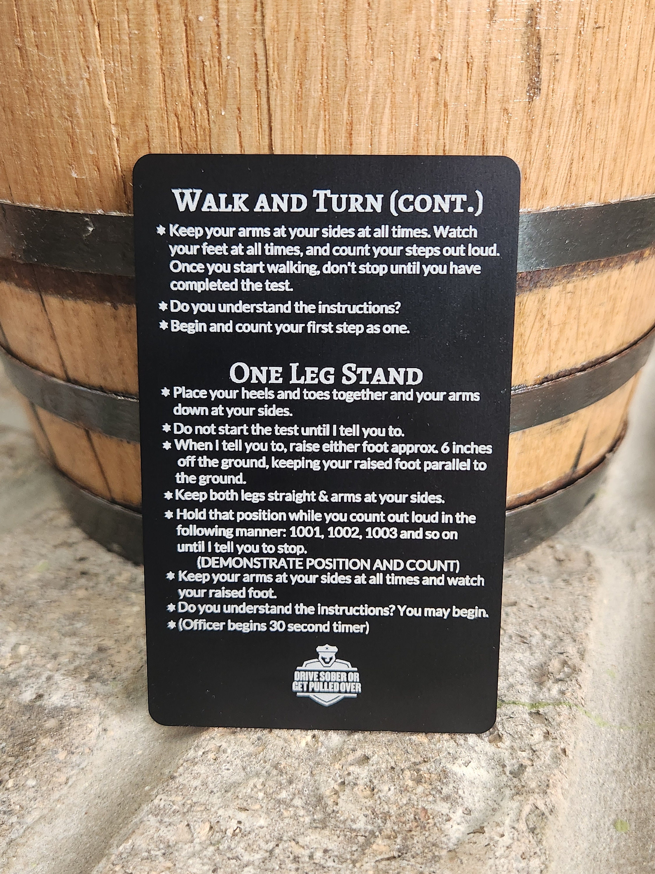 SFST Metal Card for Police Troopers Cops Sheriff. Field Sobriety Test ...