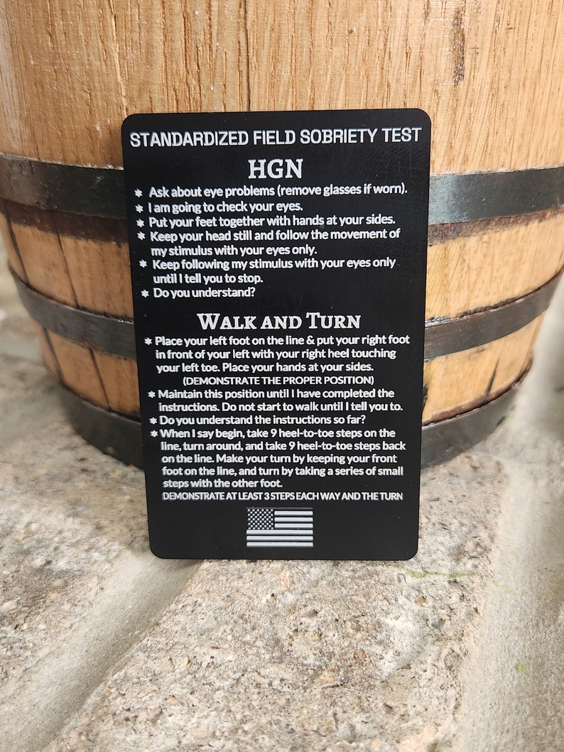 SFST Metal Card for Police Troopers Cops Sheriff. Field Sobriety Test ...