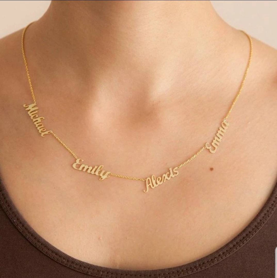 Name Necklace Necklace Personalized Stainless Steel Family - Etsy