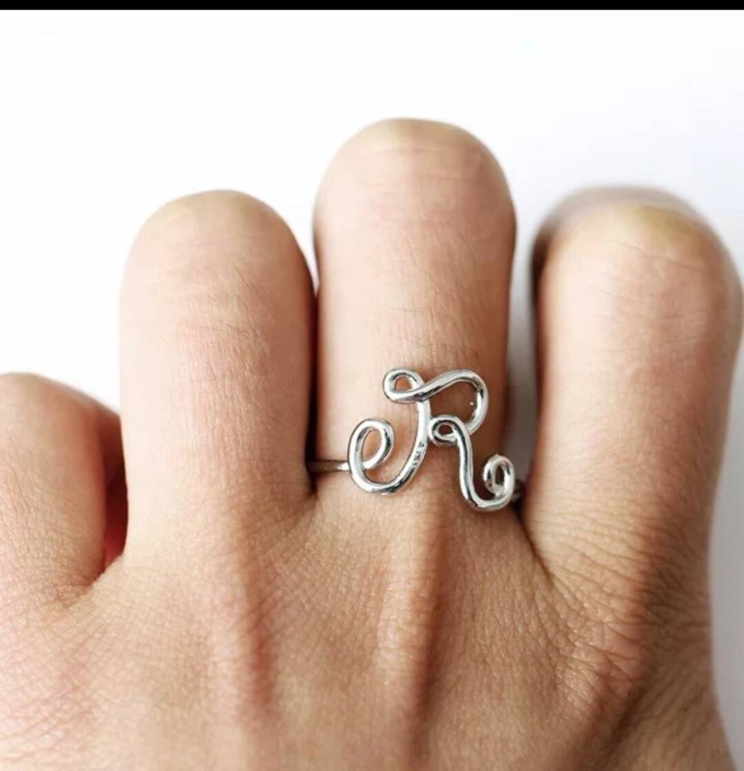 Initial Ring Letter Ring Gold Initial Ring Silver Initial - Etsy