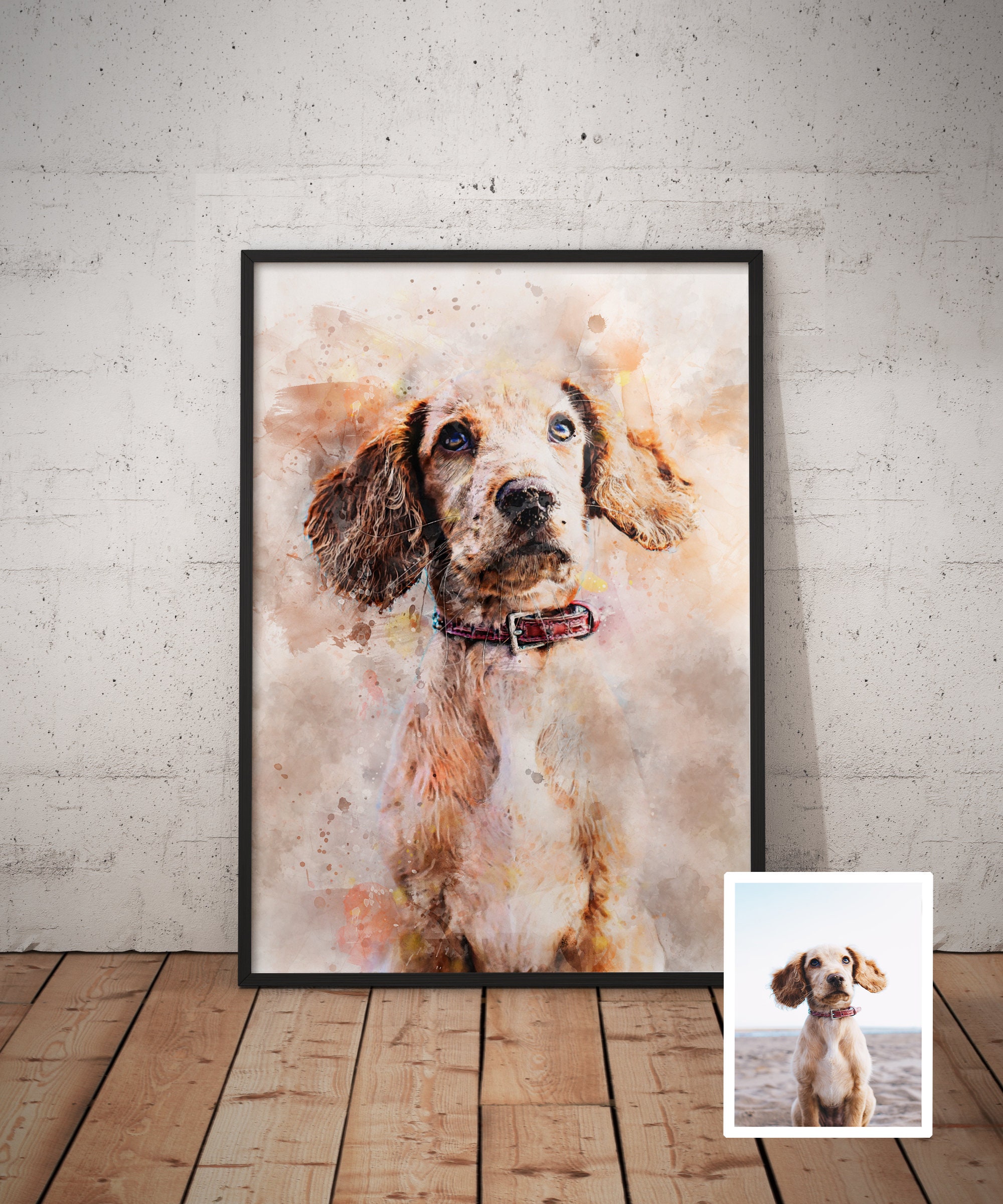Custom Pet Portrait Digital Dog Painting Fathers Day | Etsy