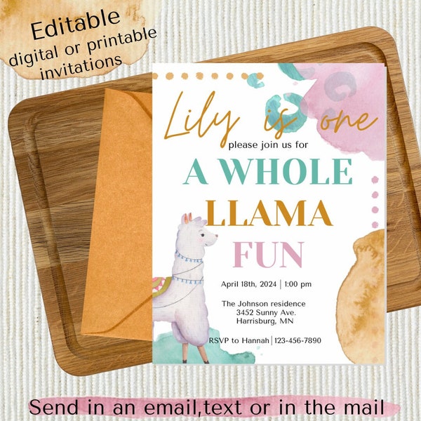 Llama First Birthday - Etsy