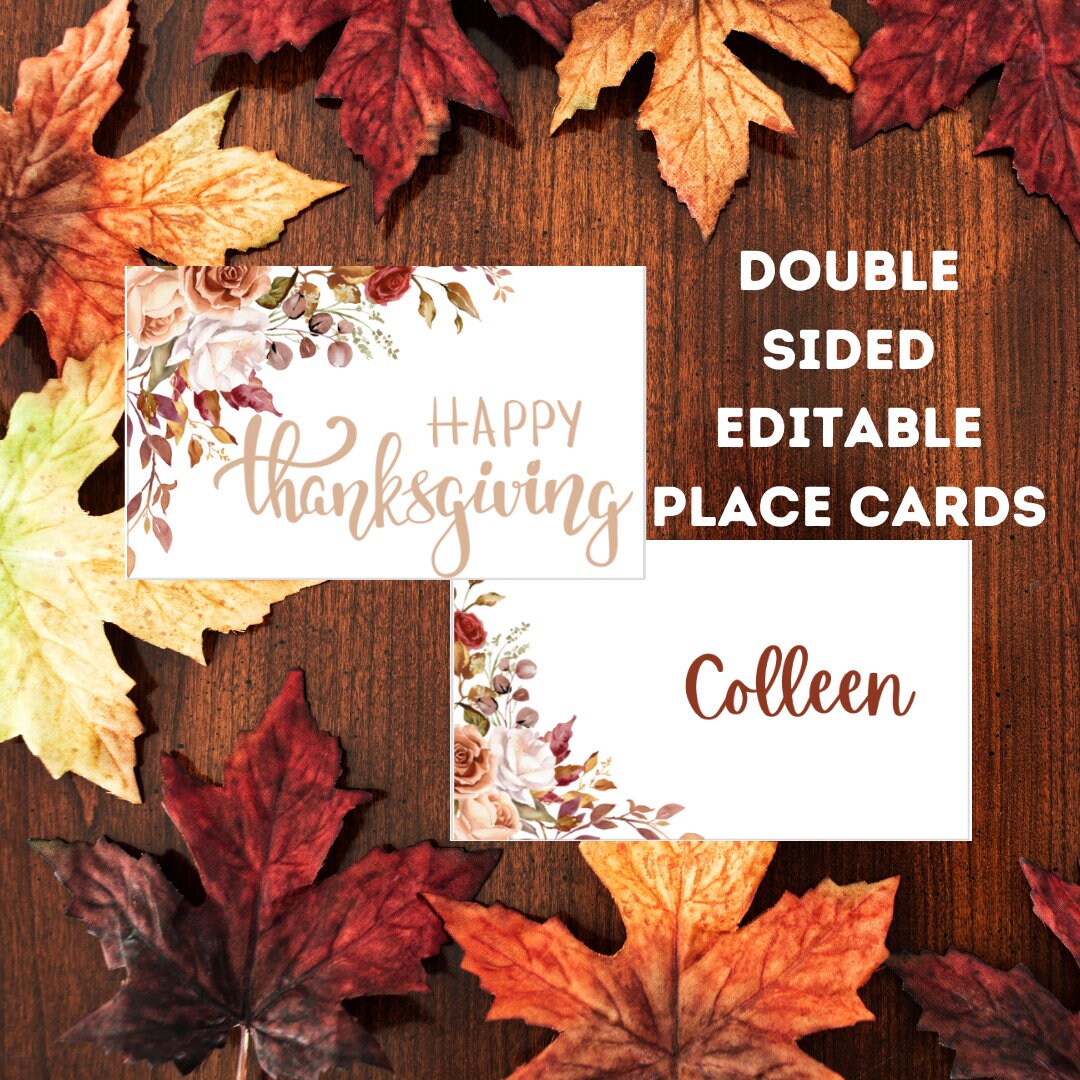 Happy Thanksgiving Table Name Tent Cards Editable Download - Etsy