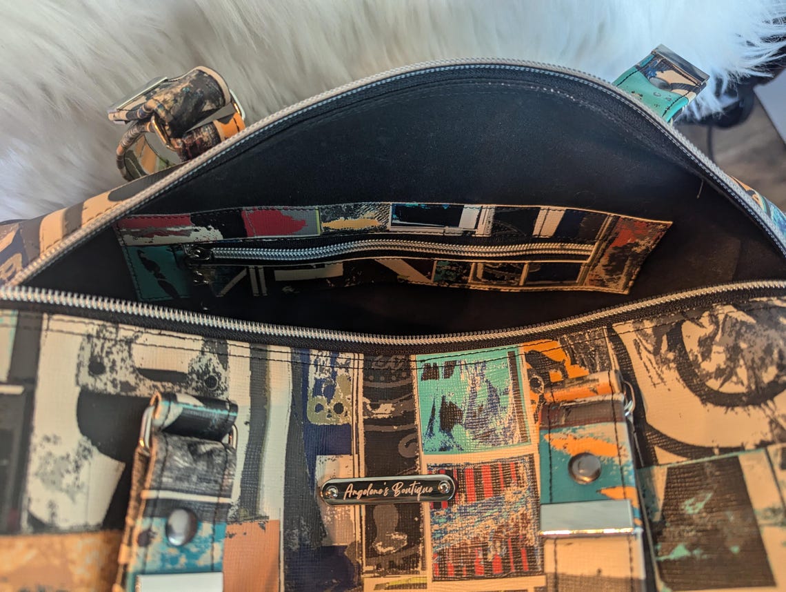Handmade One of a Kind Industrial Chaos Print Brooklyn Handbag From ...