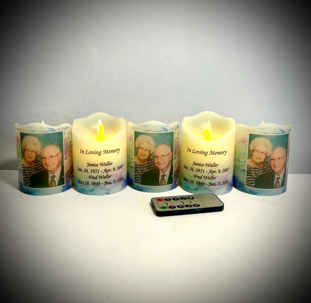Custom Memorial, Candle, Flameless, Memorial Gift, Funeral Centerpiece ...