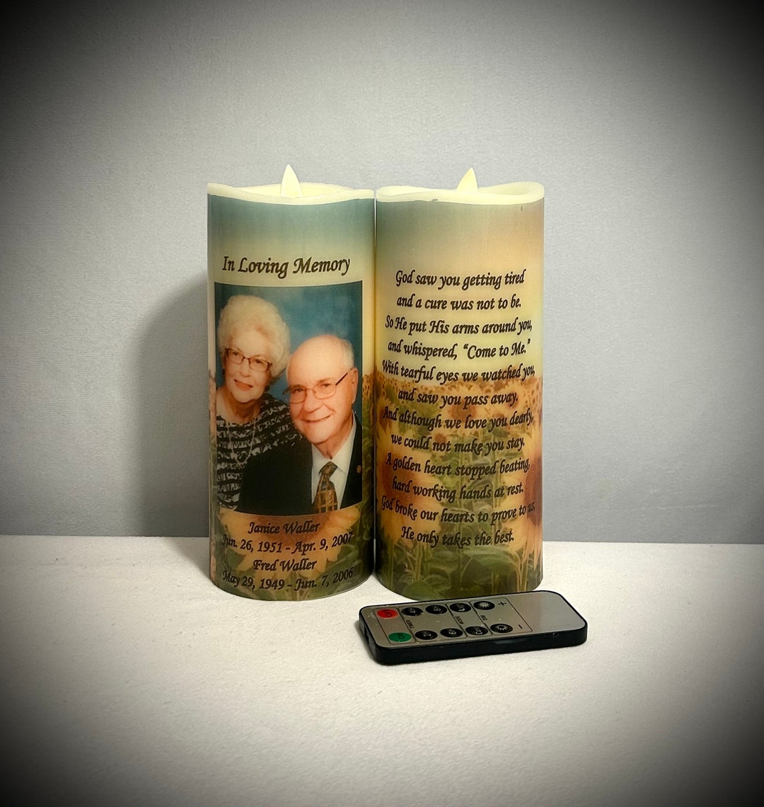 Custom Memorial, Candle, Flameless, Memorial Gift, Funeral Centerpiece ...