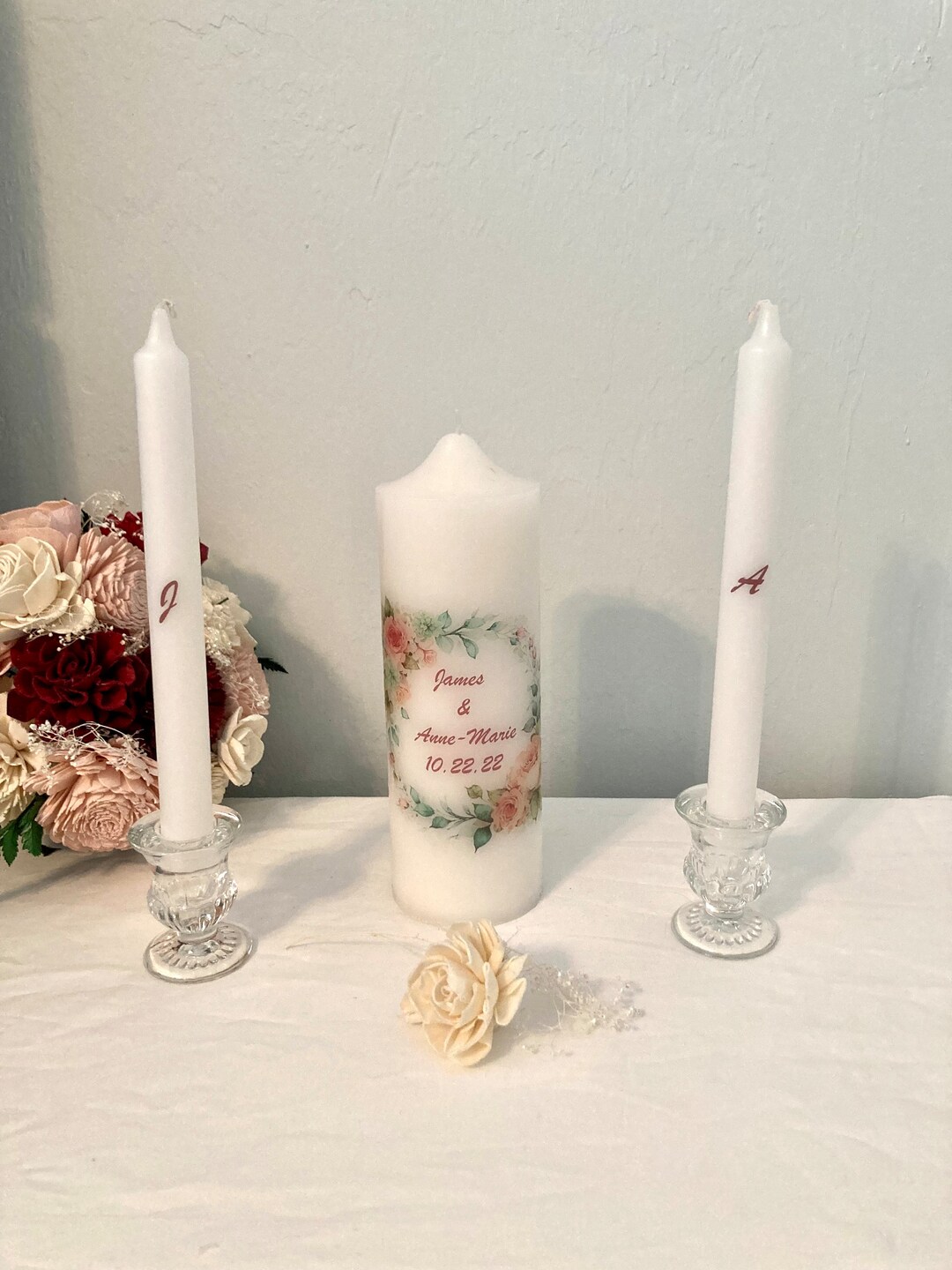 Personalized Unity Candle Set: Blush Pink Wedding Ceremony Candles - Etsy