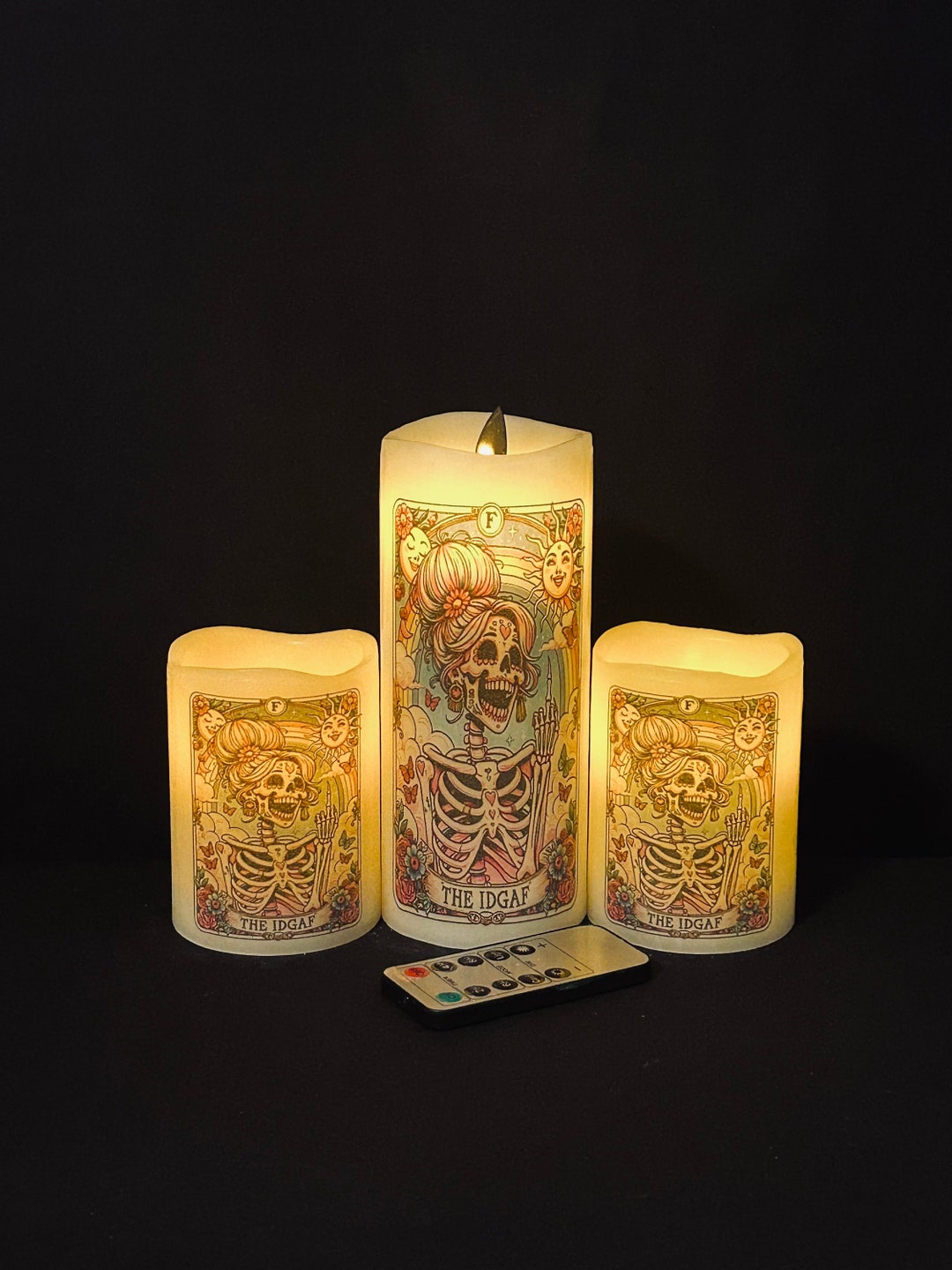Tarot Card Flameless Candle Set: "the Idgaf" Real Wax LED Candles - Etsy
