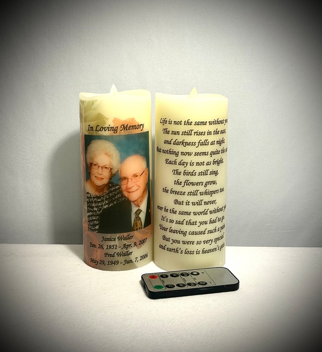 Custom Memorial, Candle, Flameless, Memorial Gift, Funeral Centerpiece ...