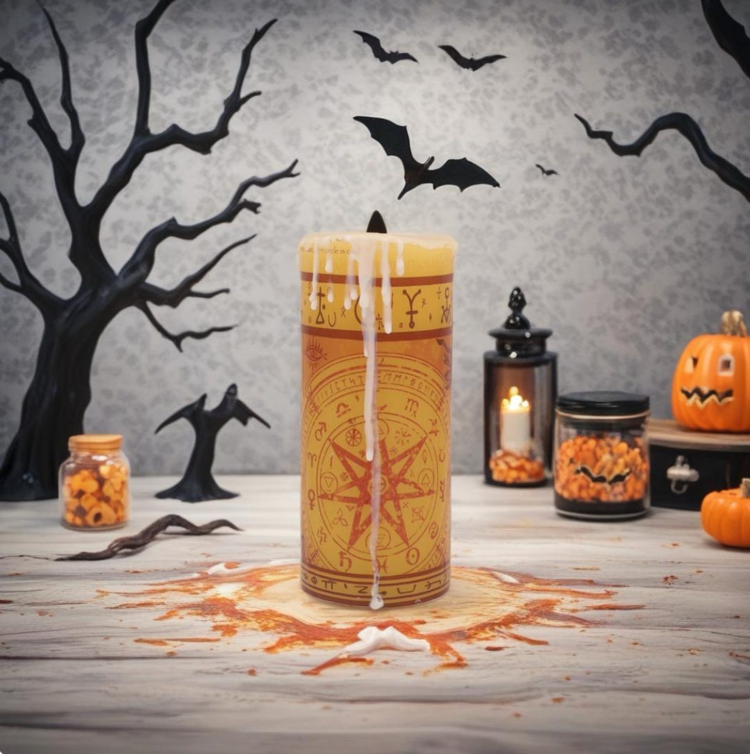 Witches Spell Candle With Black Flame: Flameless Halloween Decor - Etsy