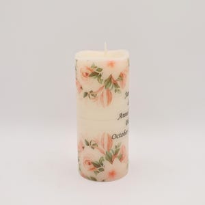 Personalized Candle, Custom, Wedding Candle, Pink, Lilly, Roses, Your ...
