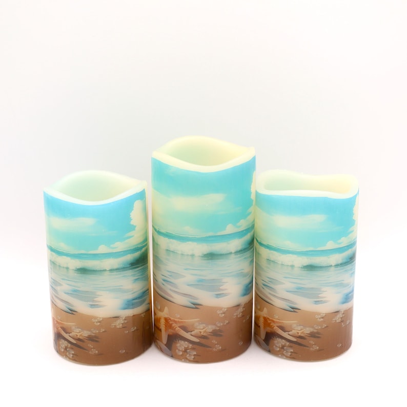 Beach Sea Shell LED Candle Set: Coastal Home Decor - Etsy