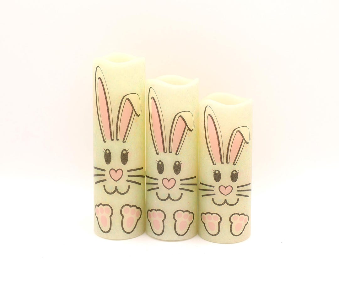 Easter Bunny Flameless Candles, Real Wax Battery Operated Flameless ...