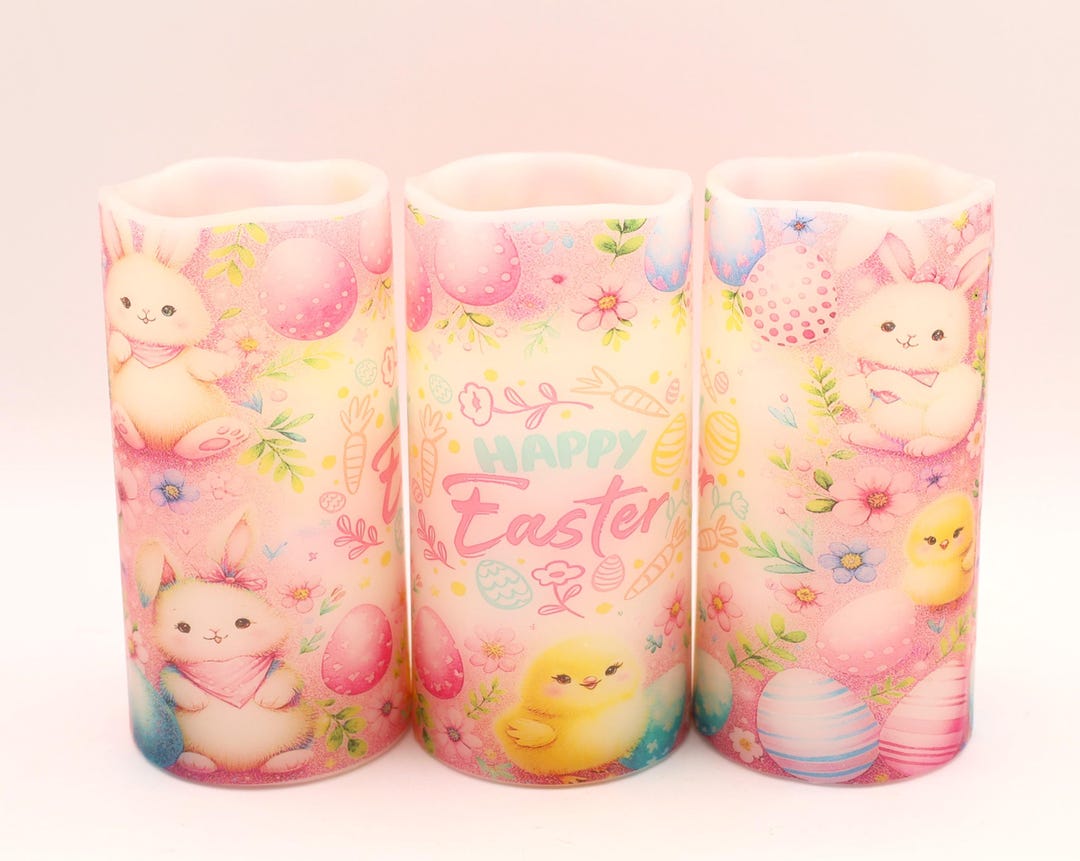 Happy Easter Flameless Candles, Real Wax Battery Operated Easter Home ...