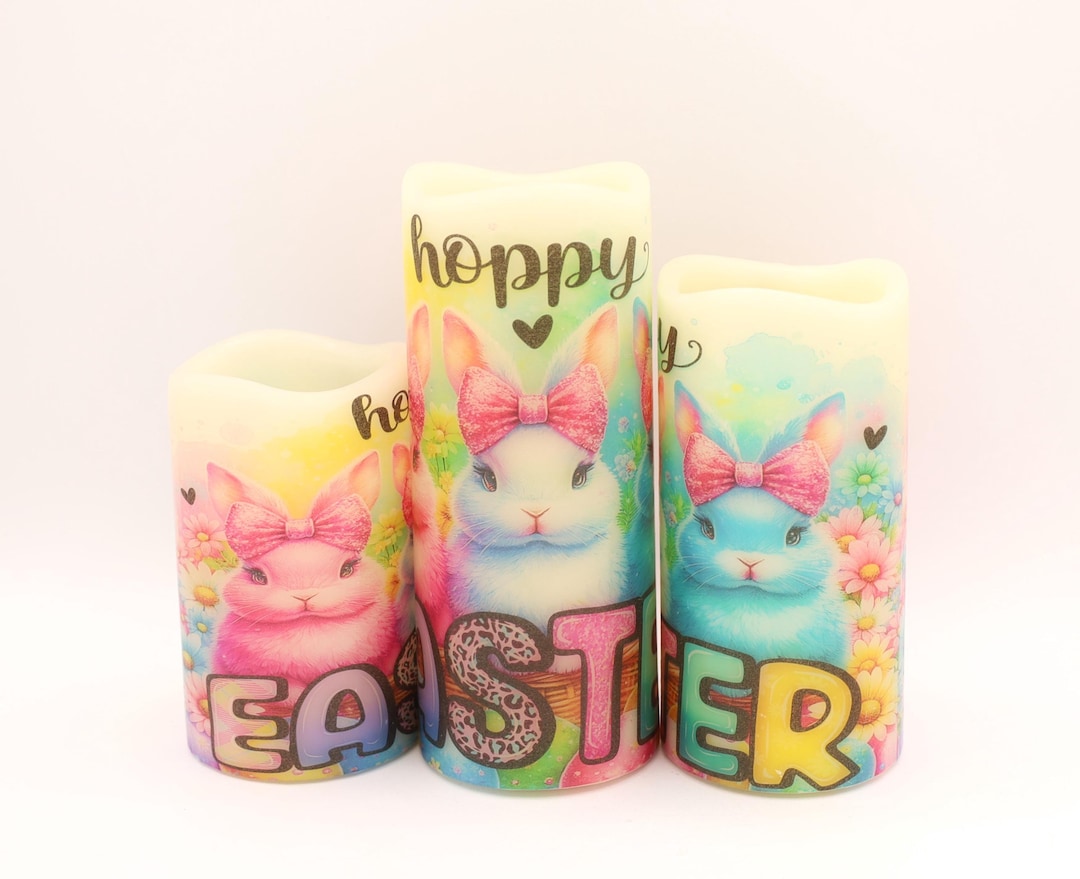 Easter Bunny Flameless Candle: Colorful LED Wax Home Decor - Etsy