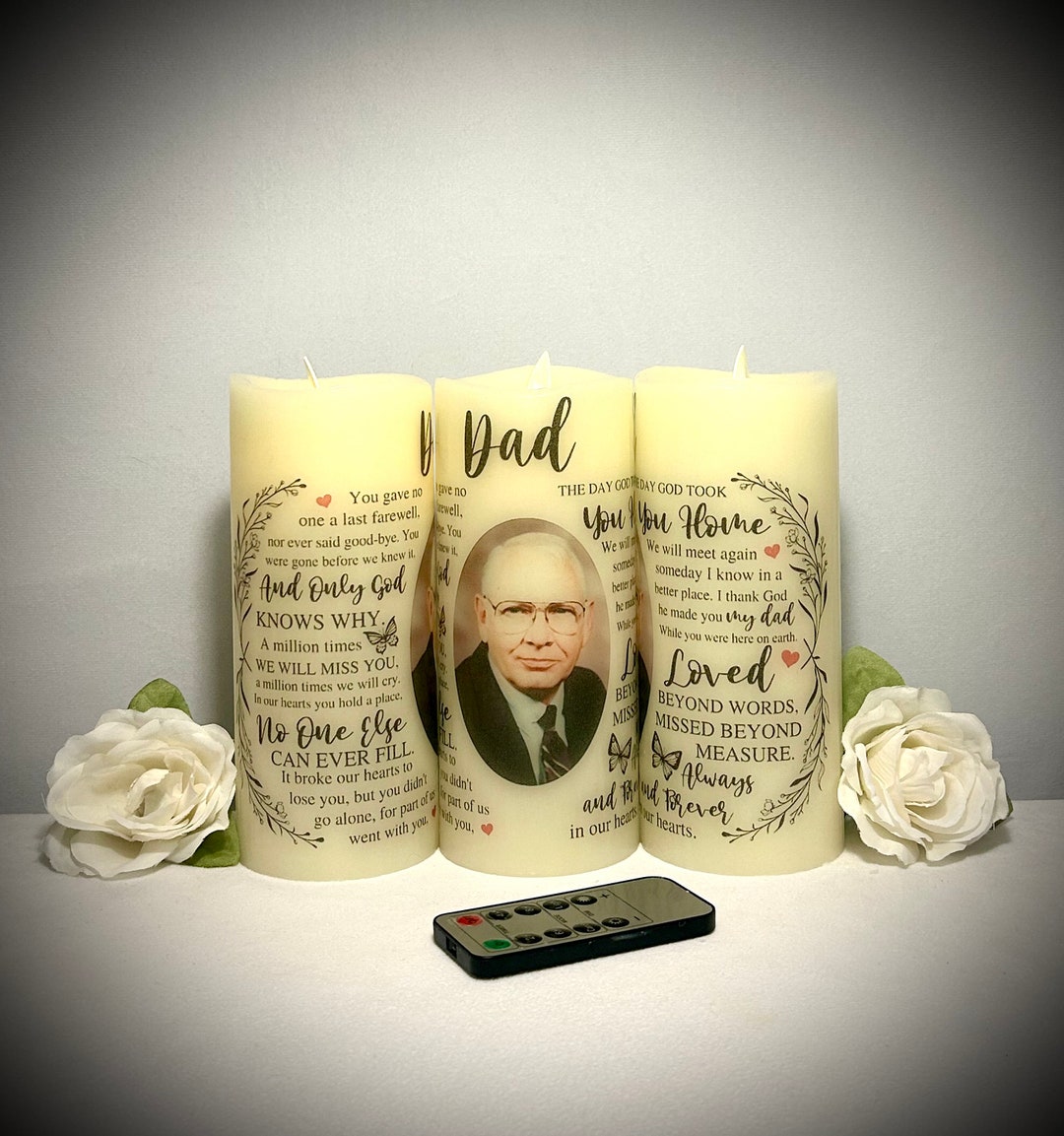Personalized, Memorial Candle, Dad, Father, Heaven, LED, Flameless ...