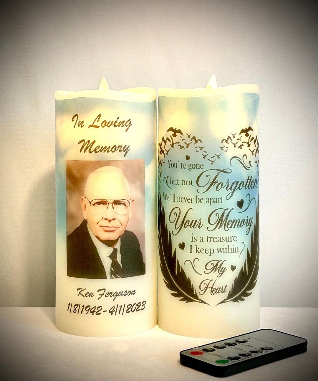 Custom Photo Memorial Candle: Flameless LED Funeral Gift - Etsy