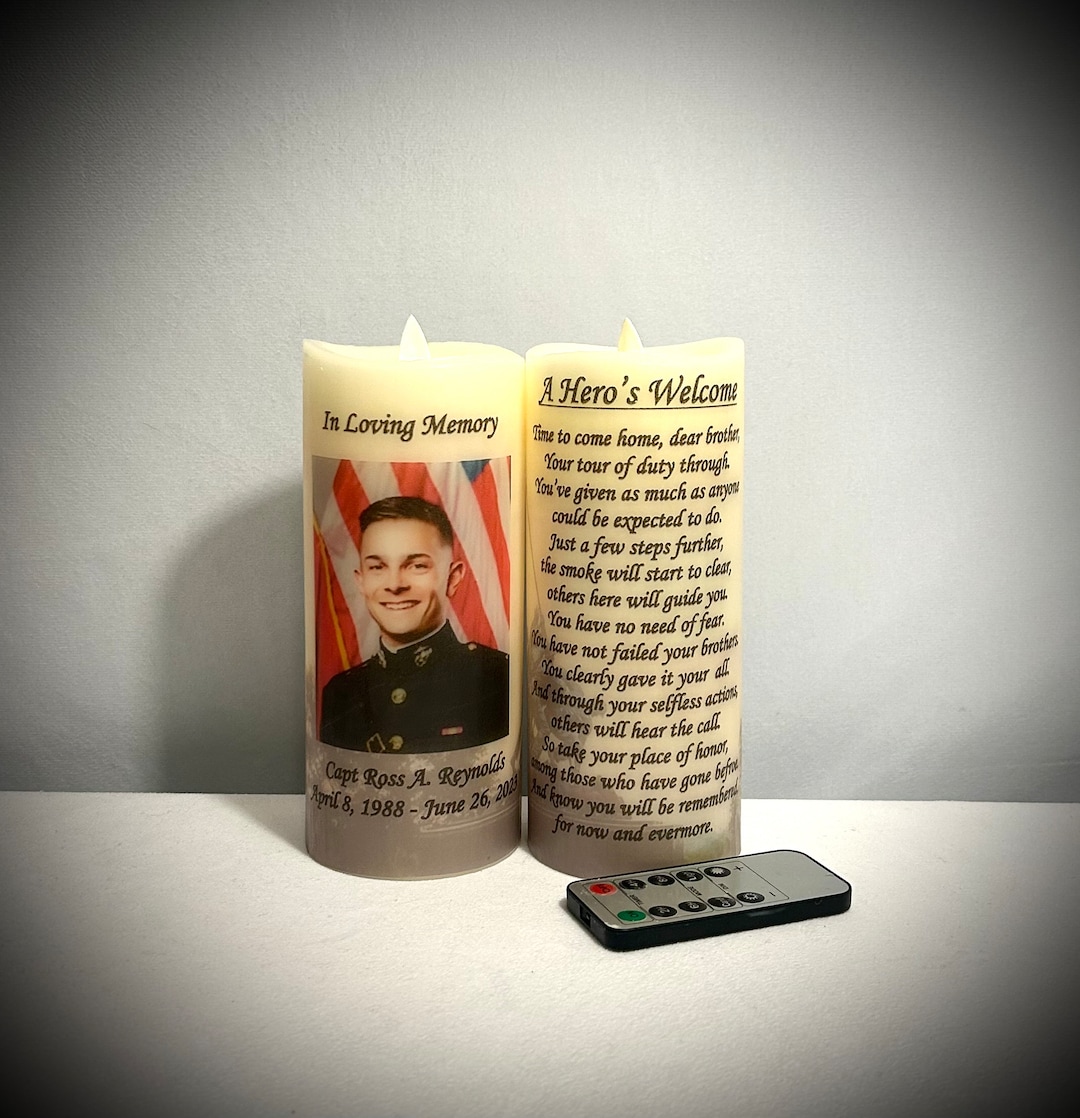 Custom Memorial, Candle, Soldier, Flameless, Memorial Gift, Funeral ...