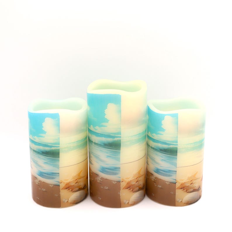 Beach Sea Shell LED Candle Set: Coastal Home Decor - Etsy