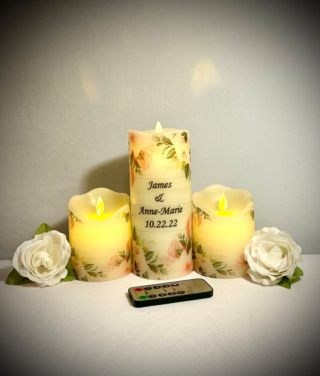 Personalized Candle, Custom, Wedding Candle, Pink, Lilly, Roses, Your ...