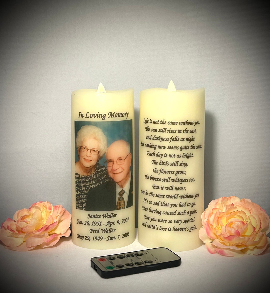 Custom Memorial, Candle, Flameless, Memorial Gift, Funeral Centerpiece ...