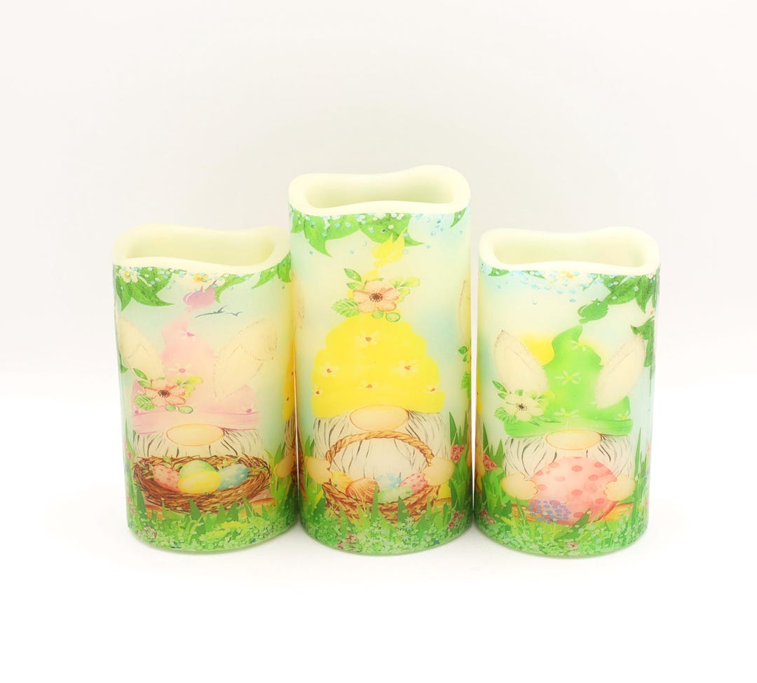 Easter Gnome Flameless Real Wax Candles, No Risk of Flame With These ...