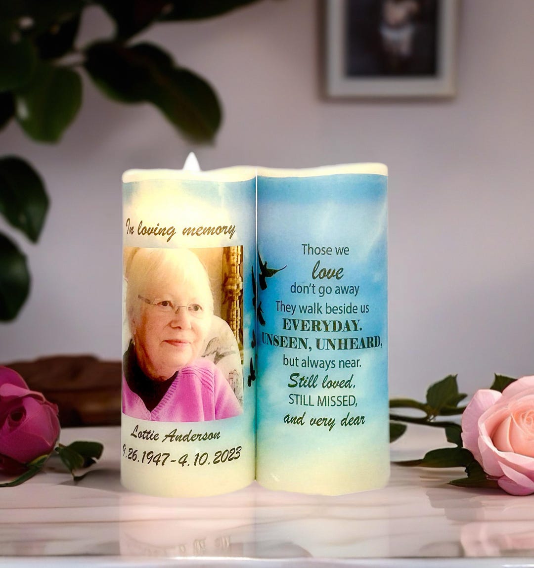 Personalized Memorial Candle With Photo: Flickering Flame Remembrance ...