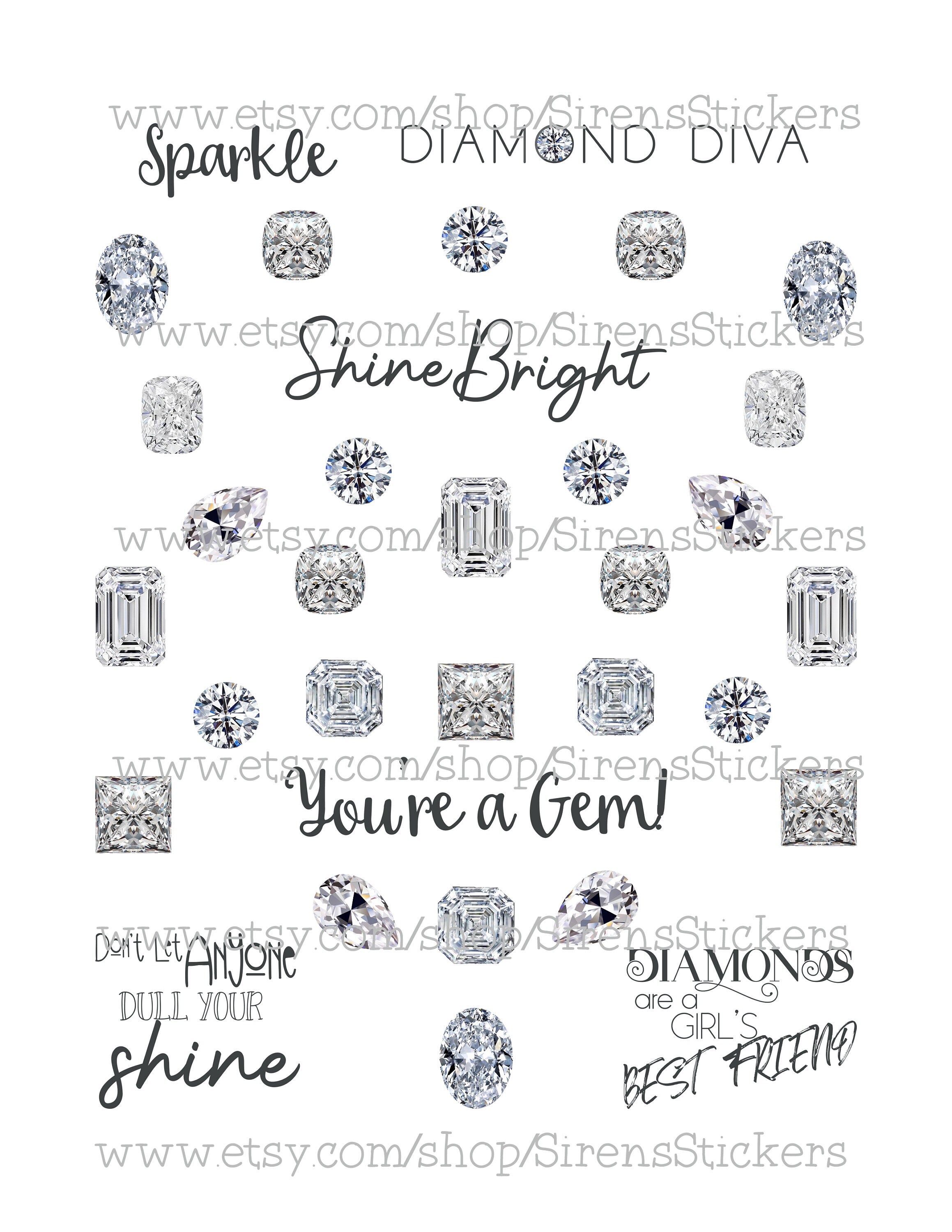 Printable Diamond Diva Stickers | Diamond Quotes | Engagment Scrapbook ...
