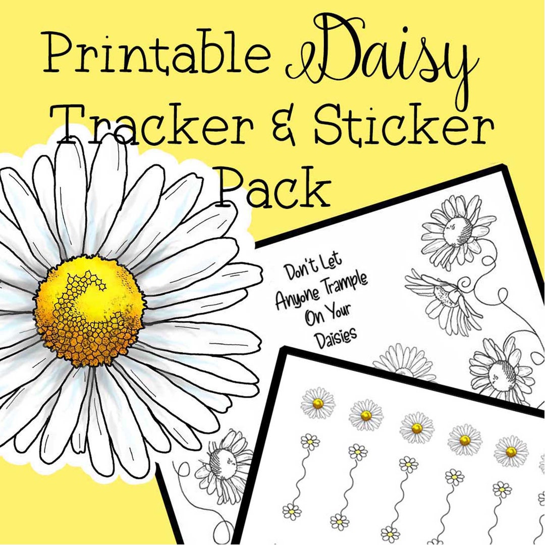 Daisy Printable Stickers Borders Quotes & Tracker Pack for Journal ...