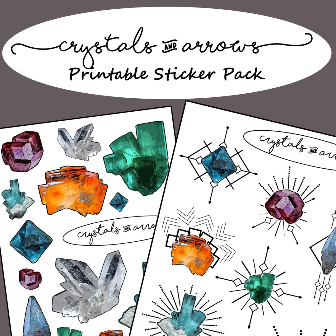 Printable Crystal Stickers | Gemologist | Rock Nerd | PDF and PNG ...