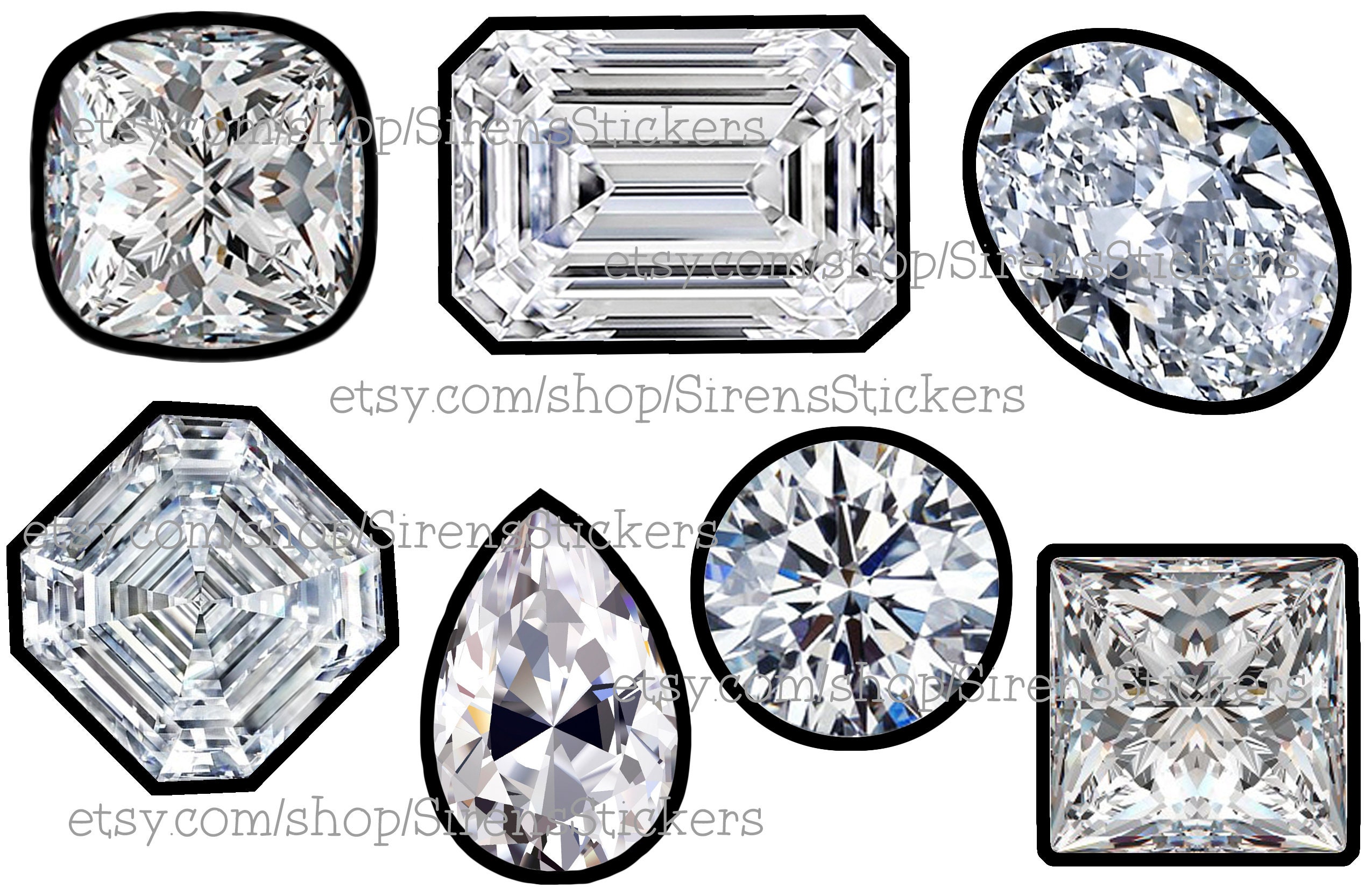 Printable Diamond Stickers | Large Size | Engagment Party Decor | PDF ...