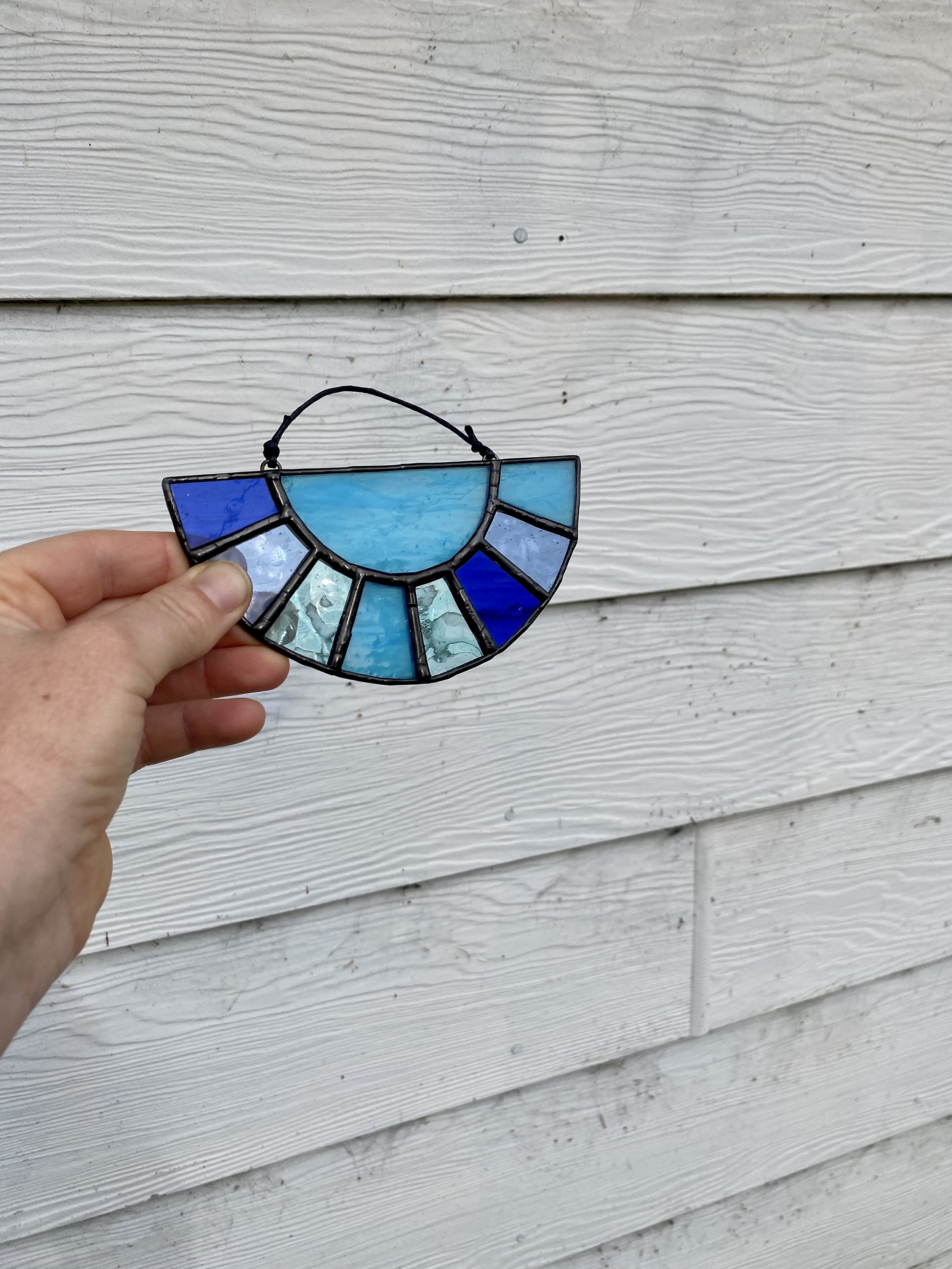 Handcrafted Blue Hues Sunset Suncatcher Calming Shadows and Timeless ...