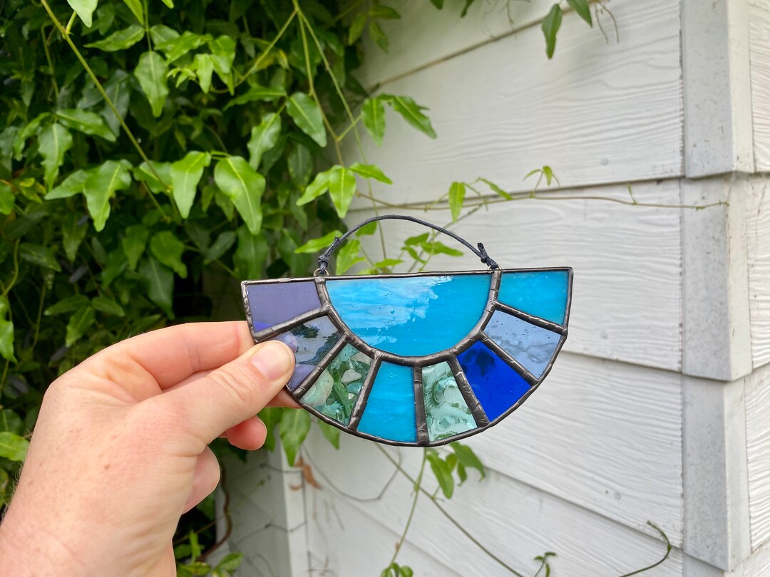 Handcrafted Blue Hues Sunset Suncatcher - Calming Shadows and Timeless ...