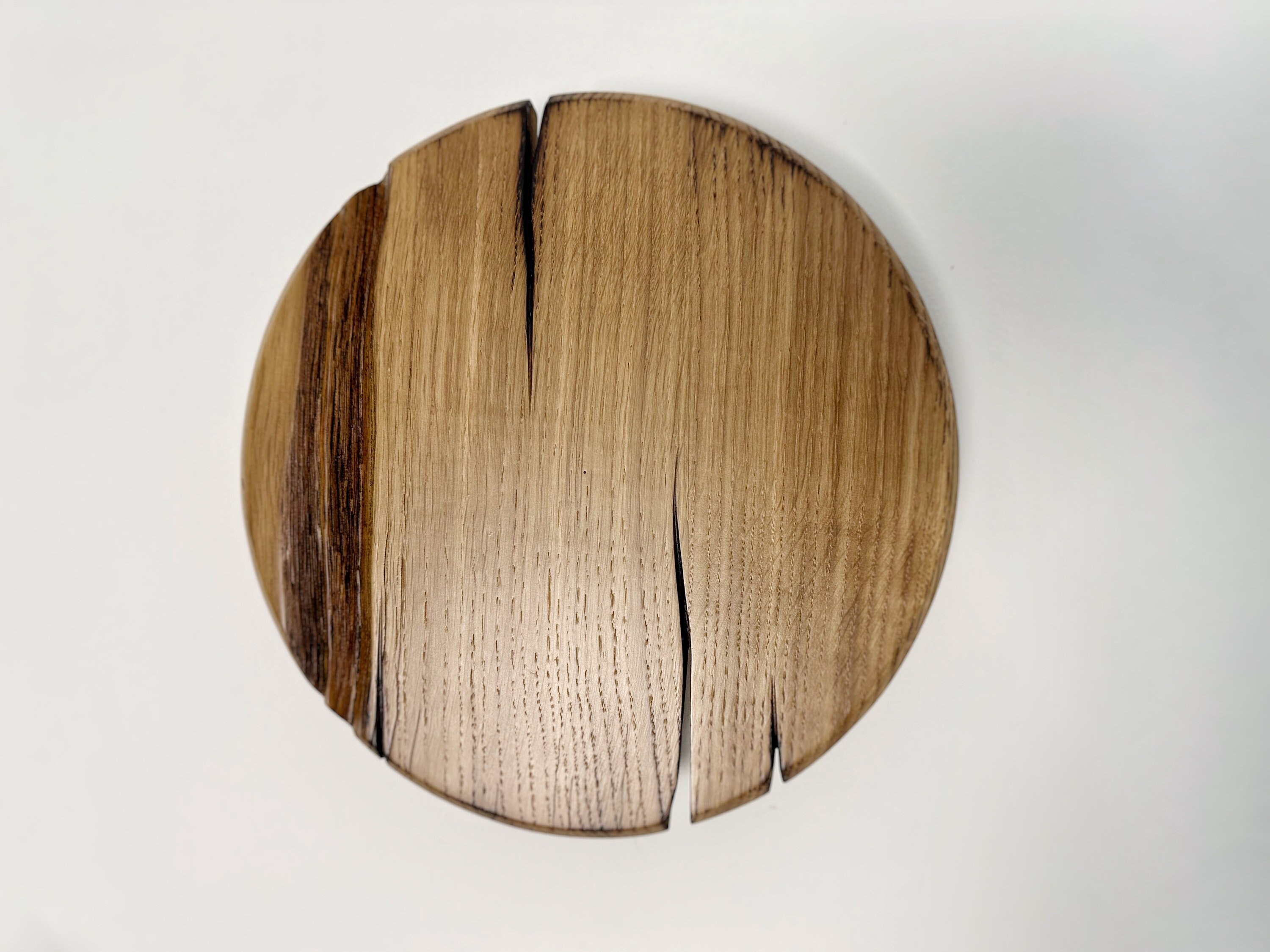 Wooden Round Wall Lights, Handmade Oak Wall Sconce, Light Fixtures, Mid ...