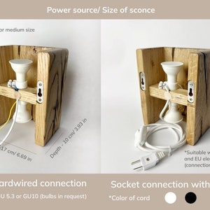 Handmade Pendant Lighting, Plug in Wall Sconce, Wooden Wall Lamp, Flush ...