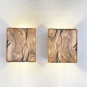 Set Plug in Wall of Wooden Oak Sconces, Handmade Wood Pendant Light ...