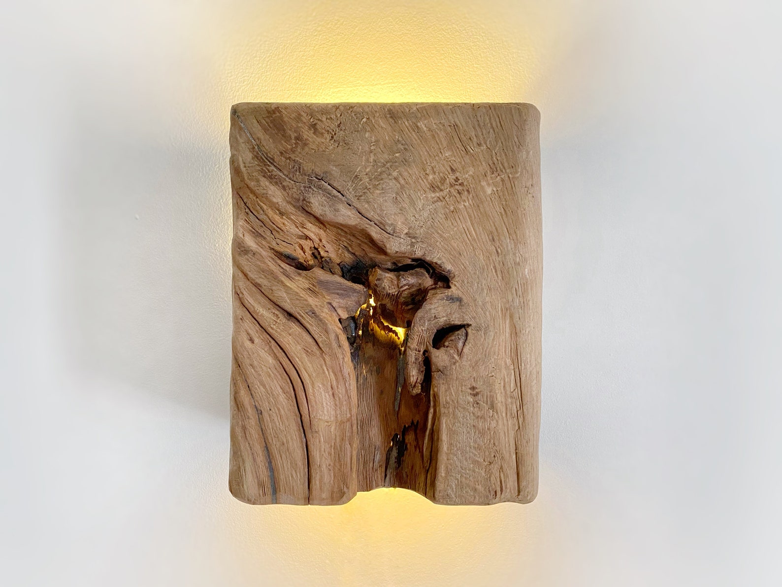 Set Plug in Wall of Wooden Oak Sconces, Handmade Wood Pendant Light ...