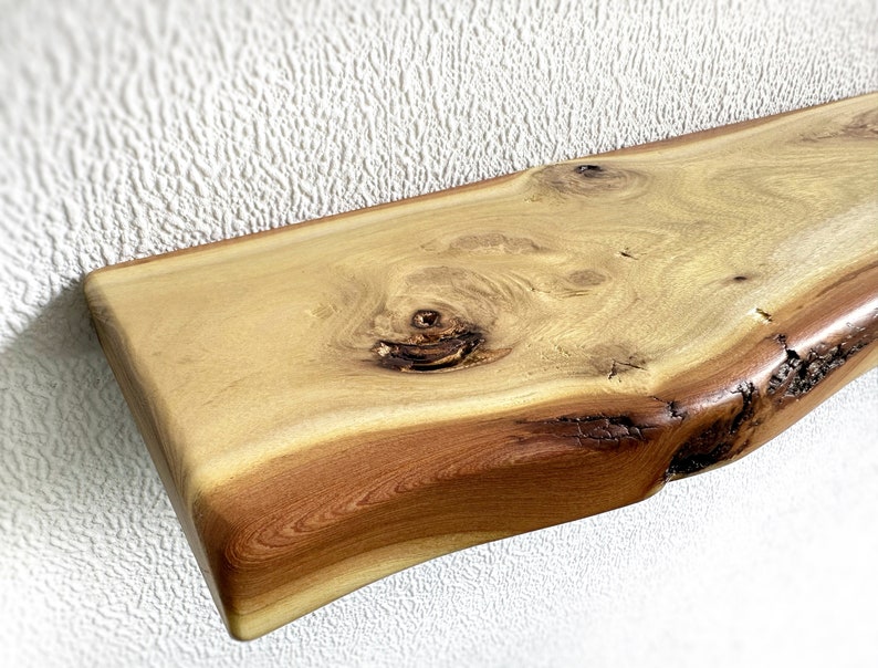 Floating Acacia Wood Wall Shelves, Easy Install Custom Shelves, Hanging ...