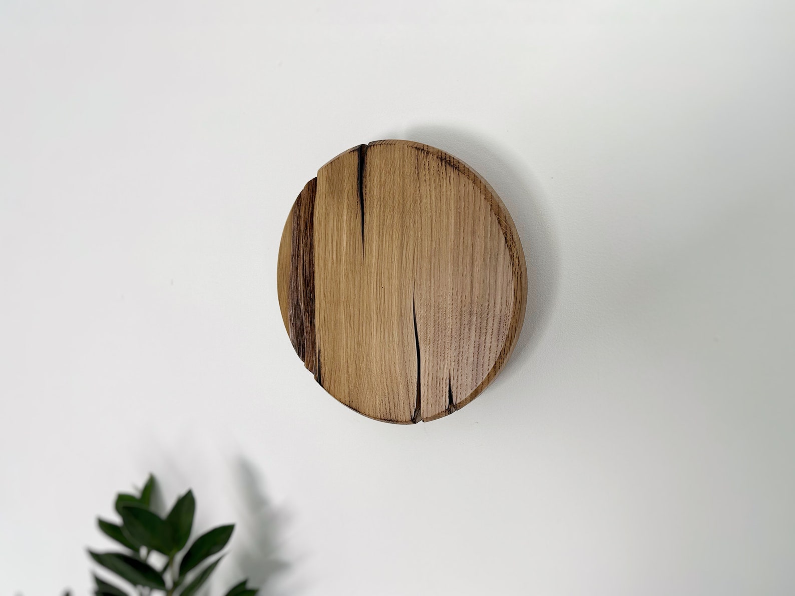 Wooden Round Wall Lights, Handmade Oak Wall Sconce, Light Fixtures, Mid ...
