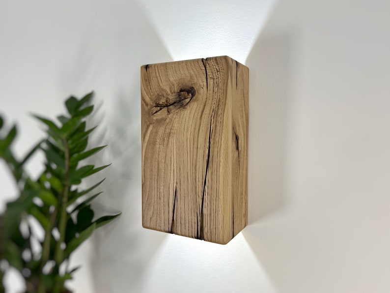 Large Wooden Wall Sconces, Set Plug in Wall of Wooden Oak Sconces ...