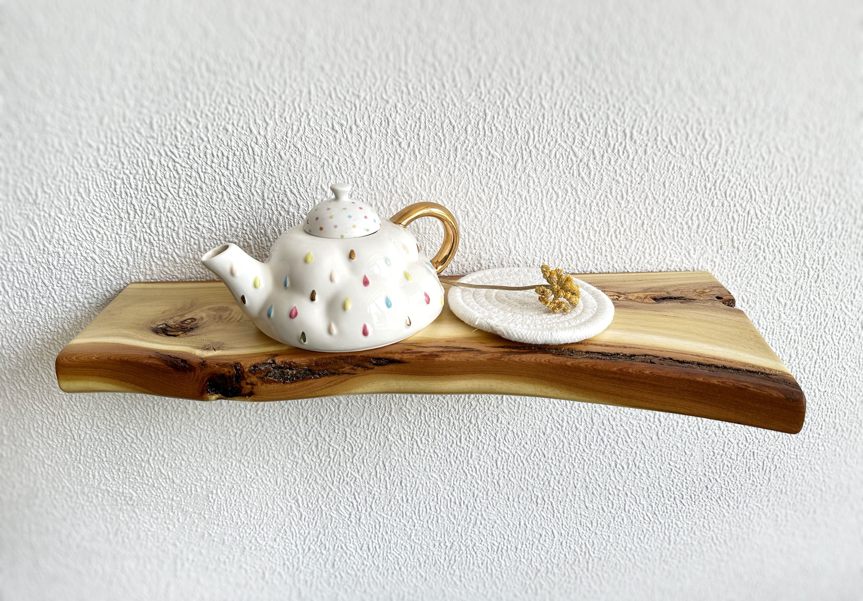 Floating Acacia Wood Wall Shelves Easy Install Custom - Etsy