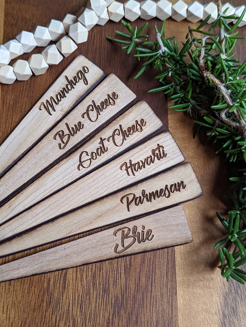 Cheese Marker Stakes (A) | Wood Cheese Markers | Cheese Set - Etsy