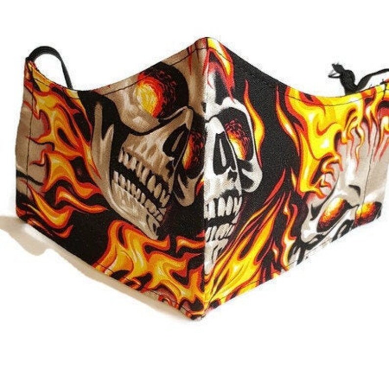 Flaming Skulls Adult Face Mask USA Mask Ready to Ship | Etsy
