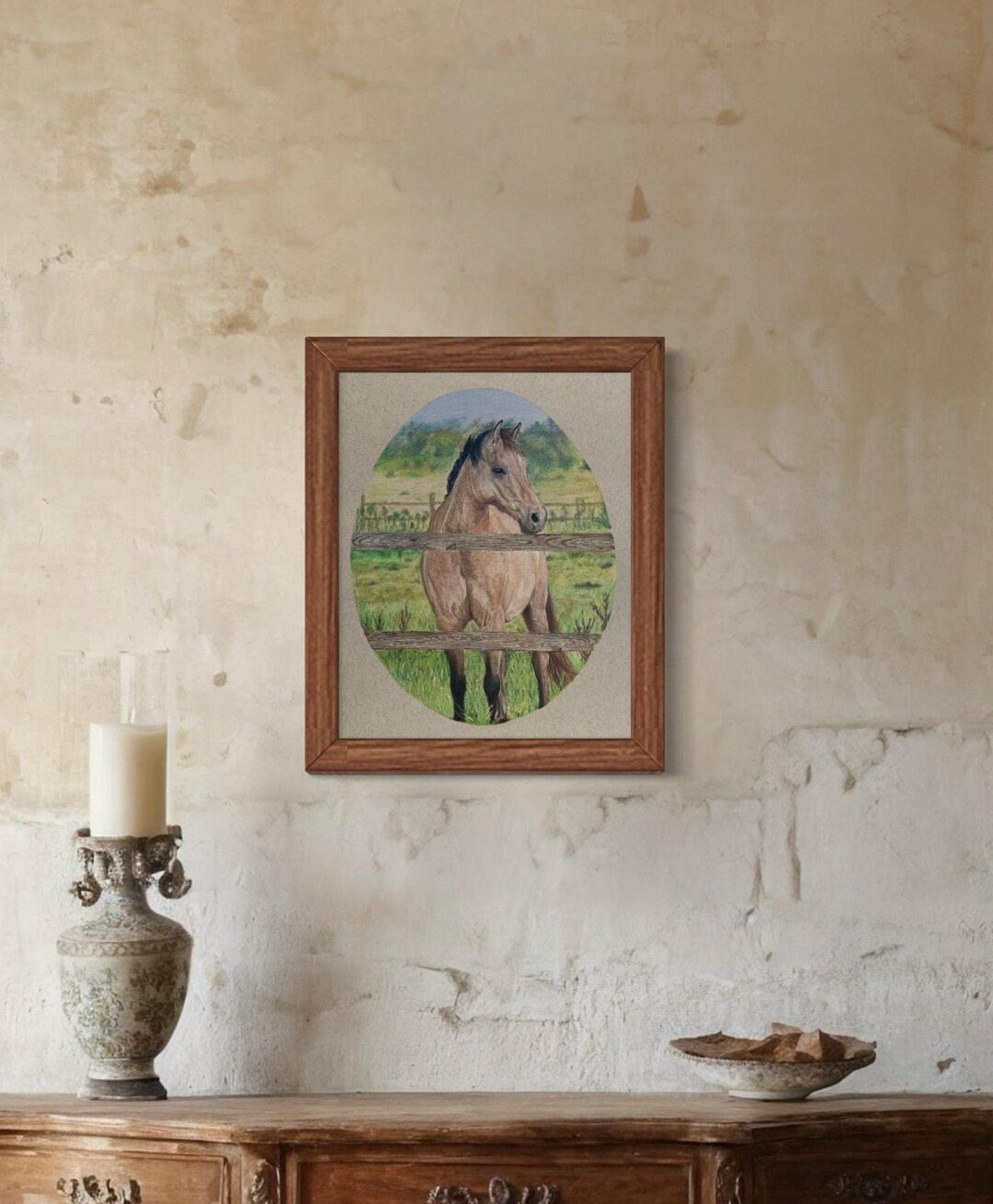 8x10 Horse Art Print: Hand-drawn Color Pencil, Rustic Country Decor - Etsy