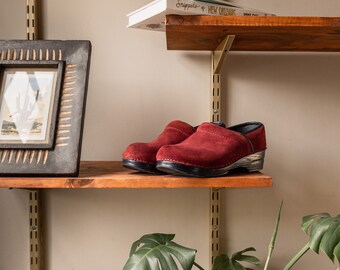 Red Suede Clogs - Etsy