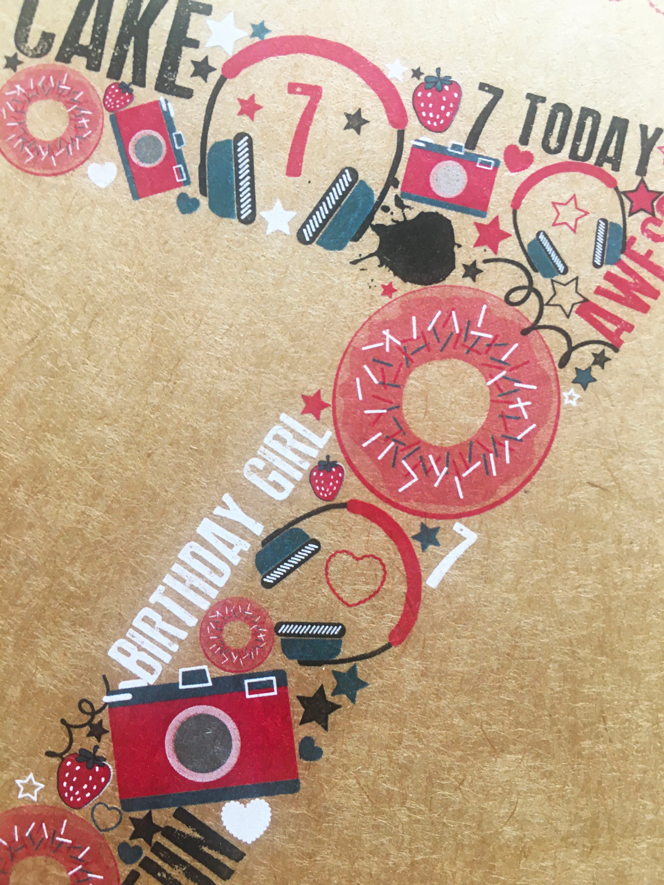 7th Birthday Card, Age 7 Birthday Card, Girl Birthday Age Seven Card ...