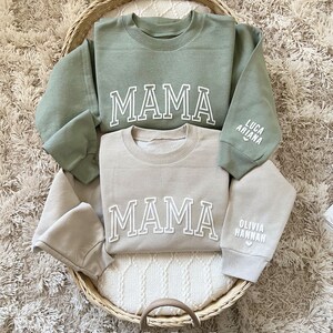 Custom Mama Sweatshirt With Kids Names | Puff Letters | Gift for Mom ...