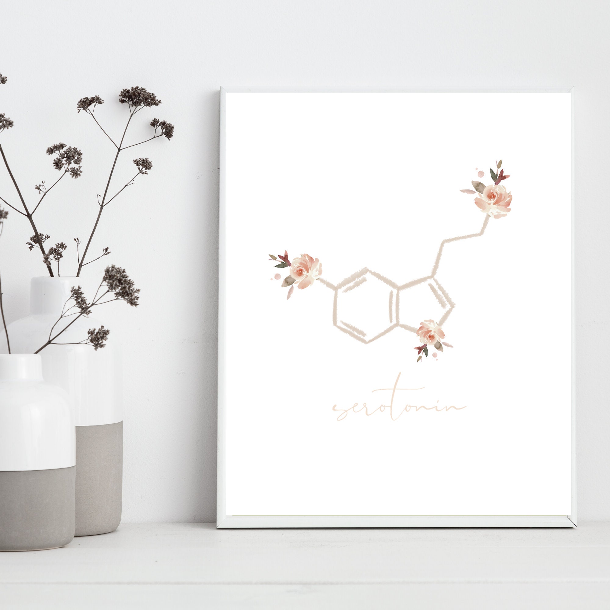 Serotonin Art / Serotonin Wall Decor / Brain Art / Science art | Etsy