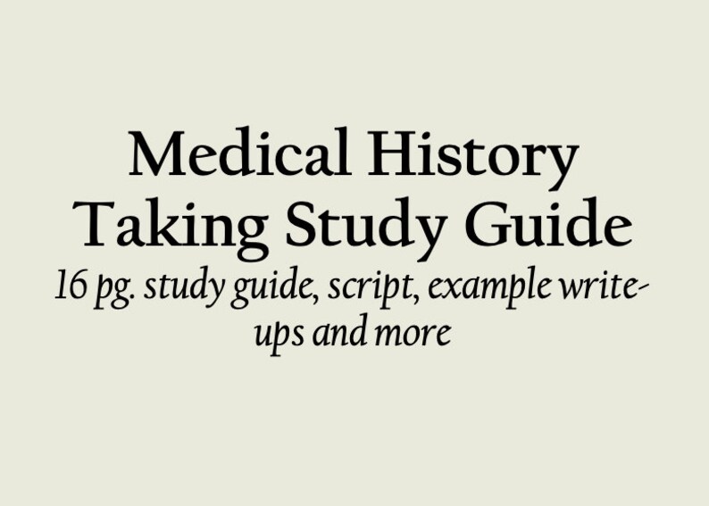 Medical History Taking PDF Study Guide / Medical History Template ...